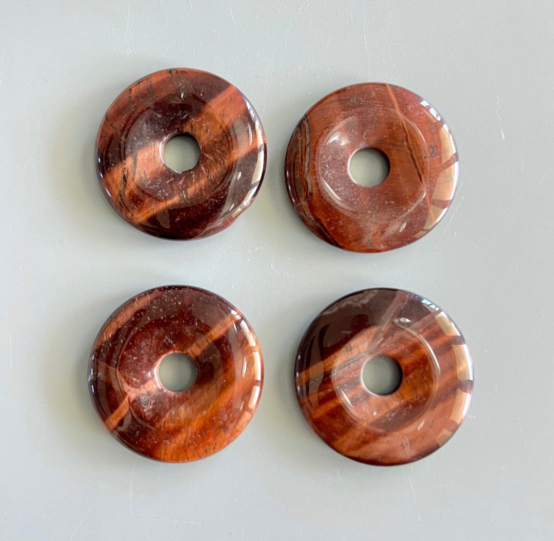 Red Tiger Eye Donut Pendant, Pi Stone, Crystal Donut Pendant, Gemstone ...