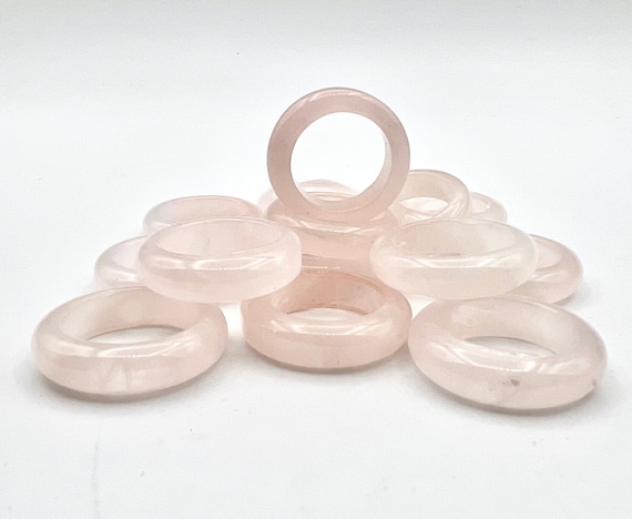 6mm Rose Quartz Ring Gemstone Ring Crystal Rings Solid Band - Etsy