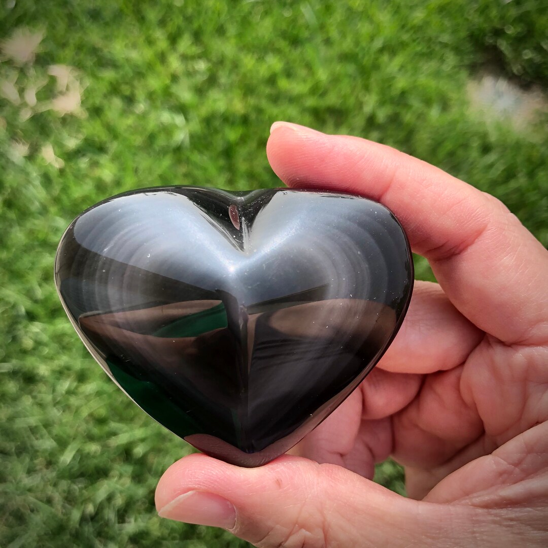 Rainbow Obsidian Heart, Obsidian Crystal Heart, Headmade Heart ...