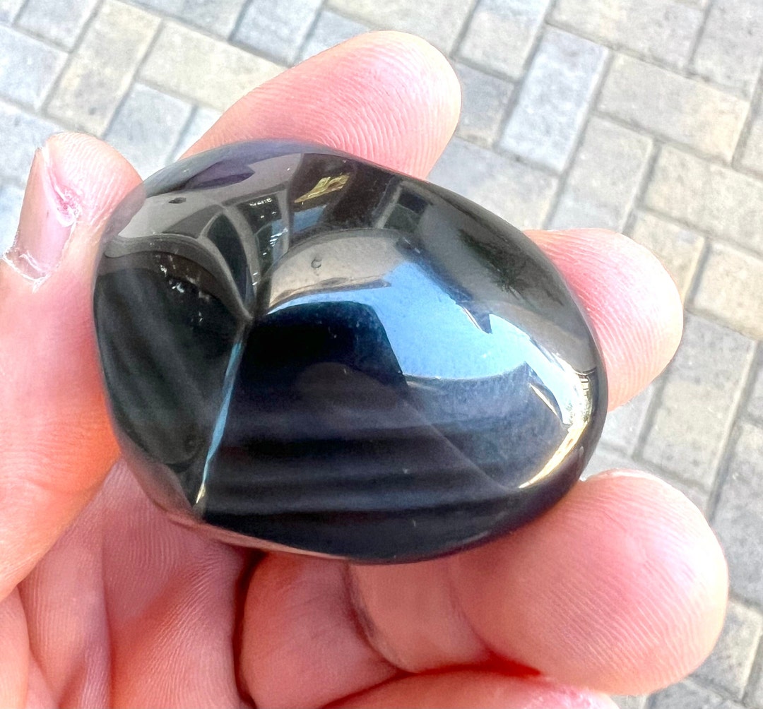 Rainbow Obsidian Heart, Black Obsidian Heart, Crystal Heart, Gemstone ...