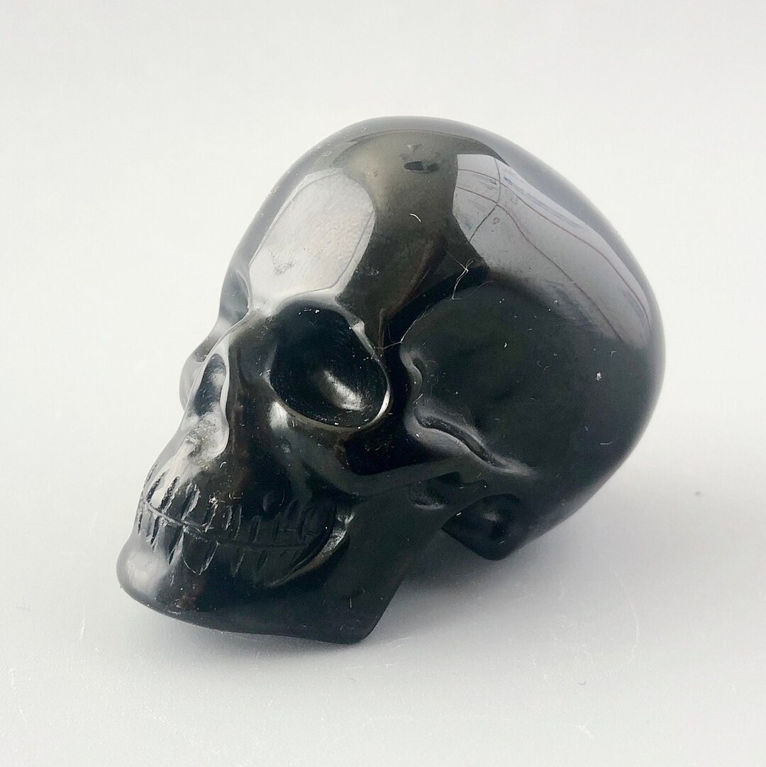 2" Obsidian Skull, Opalite Skull, Obsidian Handmade Gift, Handcrafted, Headmade Carved, Energy ...