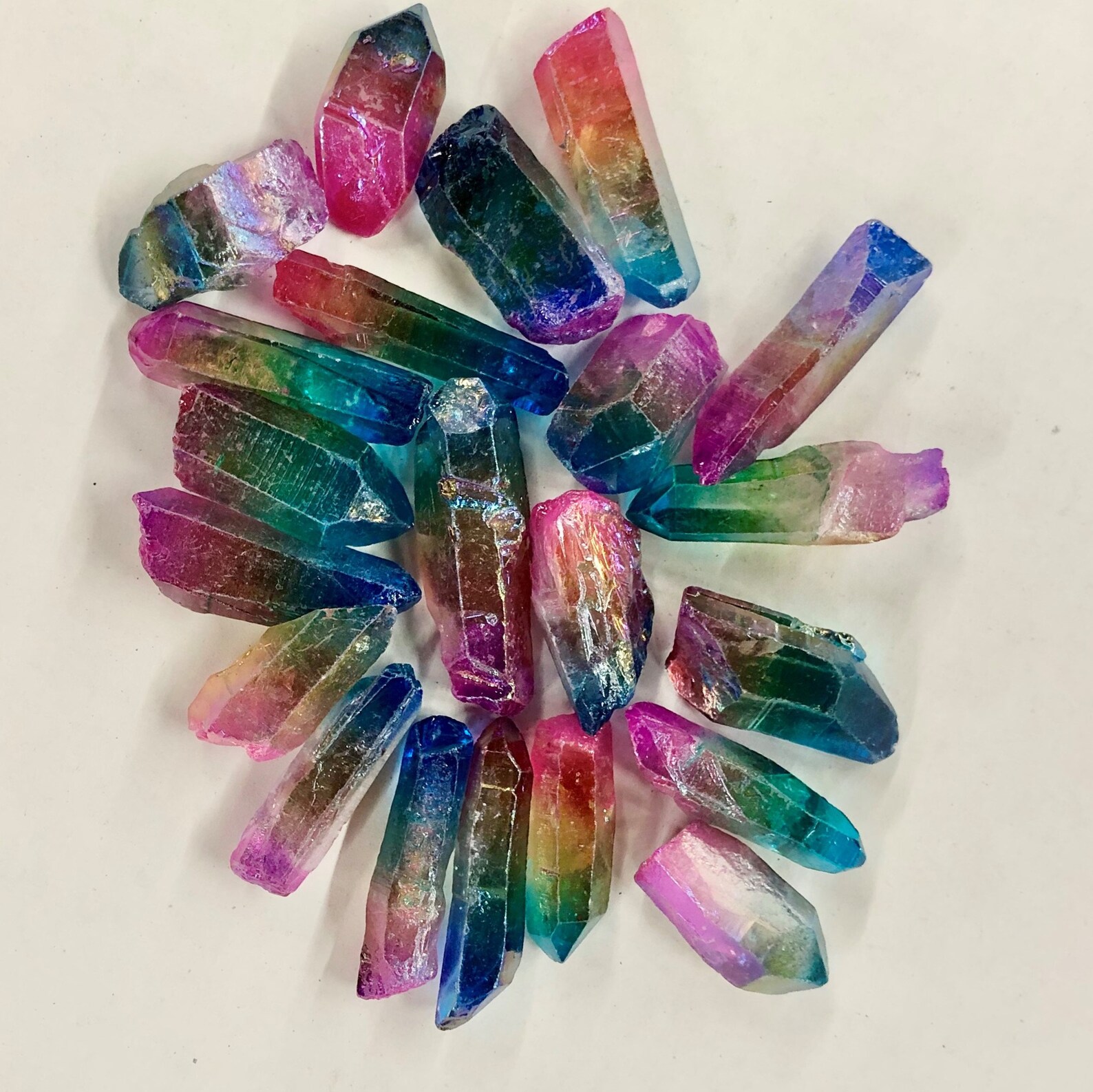 Titanium Rainbow Watermelon Aura Quartz Crystal Point 1.3-1.6 Inch OP01 ...