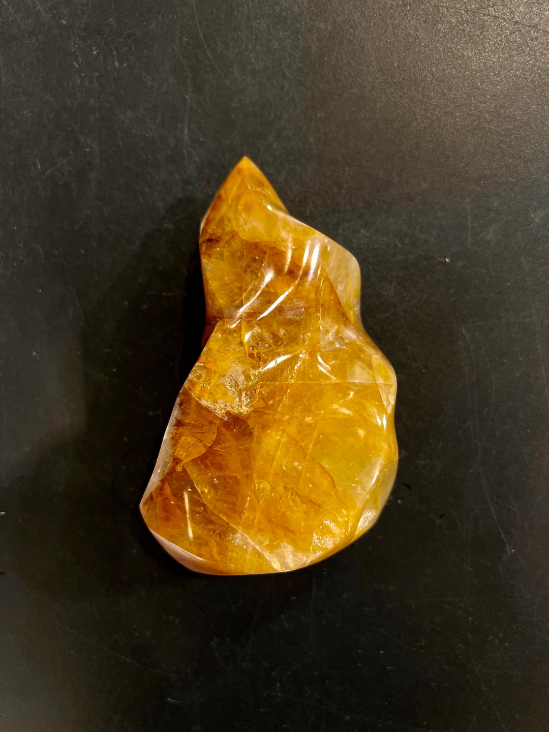4.2" Yellow Hematoid Quartz Flame, Golden Healer Flame, Hand Carved ...