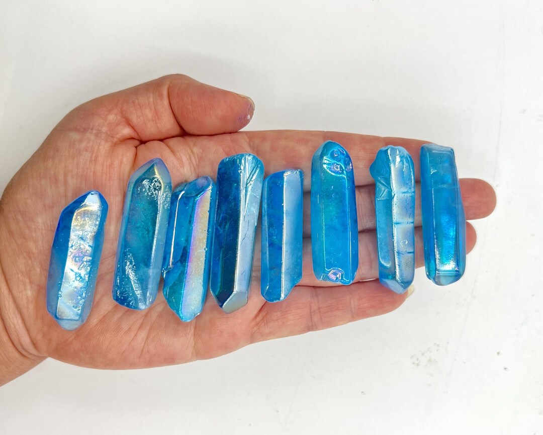 Blue Aura Quartz Point, Blue Aura Quartz Crystal Point, Hearling ...