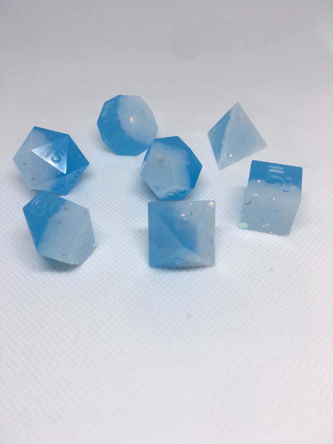 Glow in the Dark blue Angel Dnd Dice Set Sharp Edge - Etsy