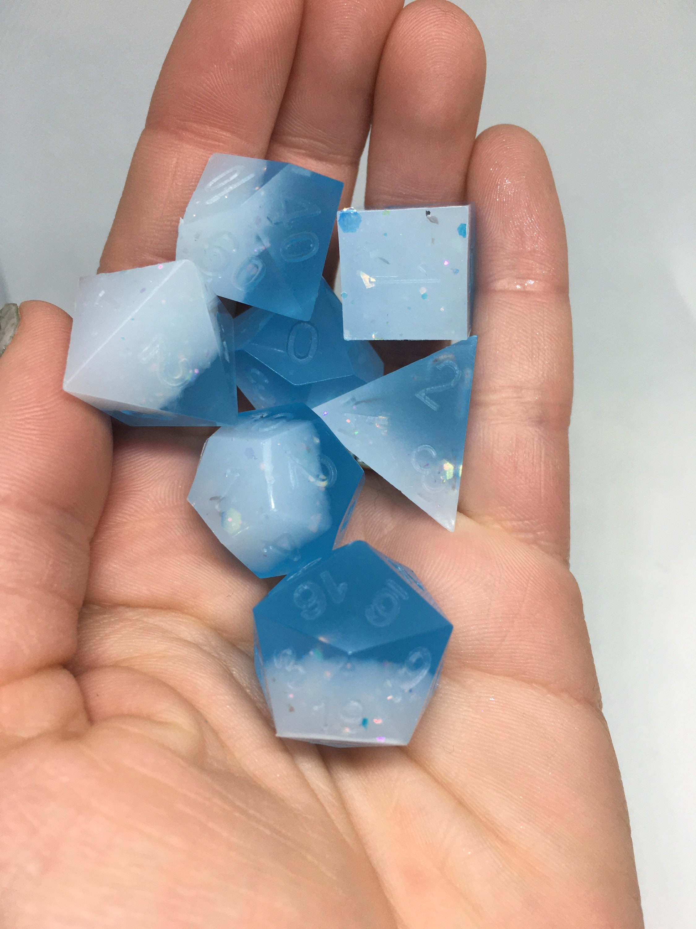 Glow in the Dark blue Angel Dnd Dice Set Sharp Edge - Etsy