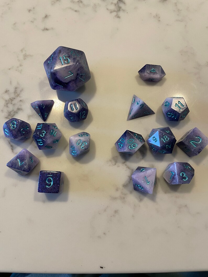 Dnd Dice Sets nebula Sharp Edge With Gem D5 or Smooth Edge W Chonky D20 ...
