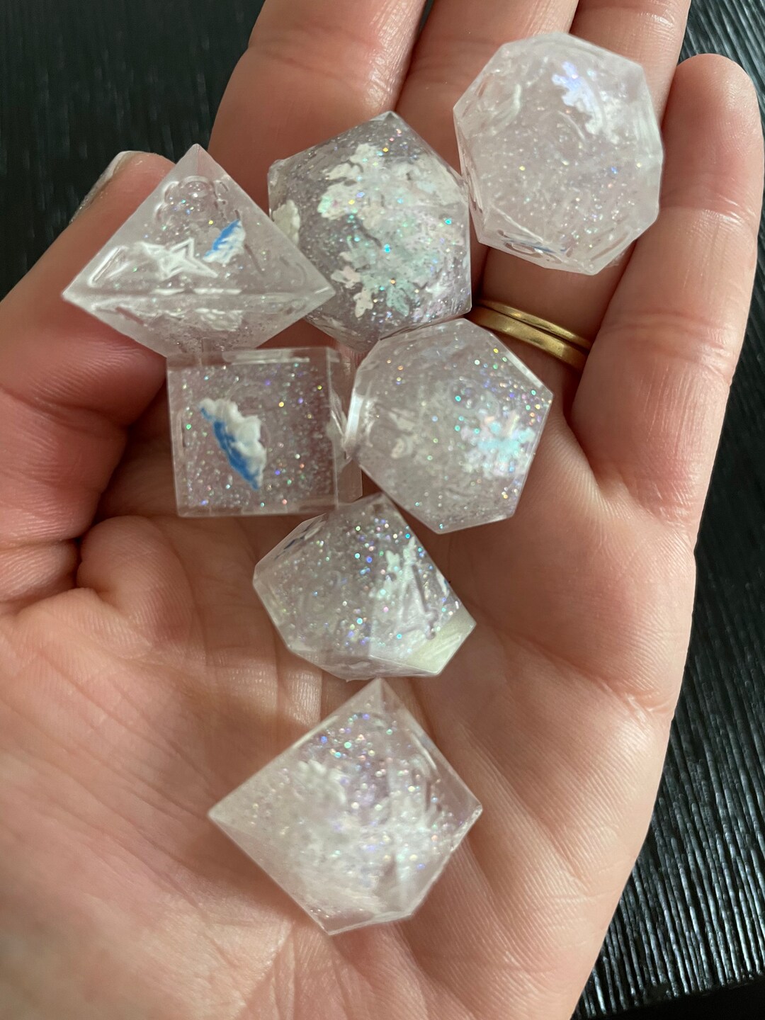 Snowfall Twilight- Dnd Dice Set - Etsy