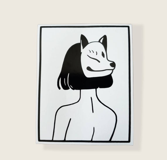 Kitsune Mask Vinyl Decal Sticker die-cut Decal | Etsy