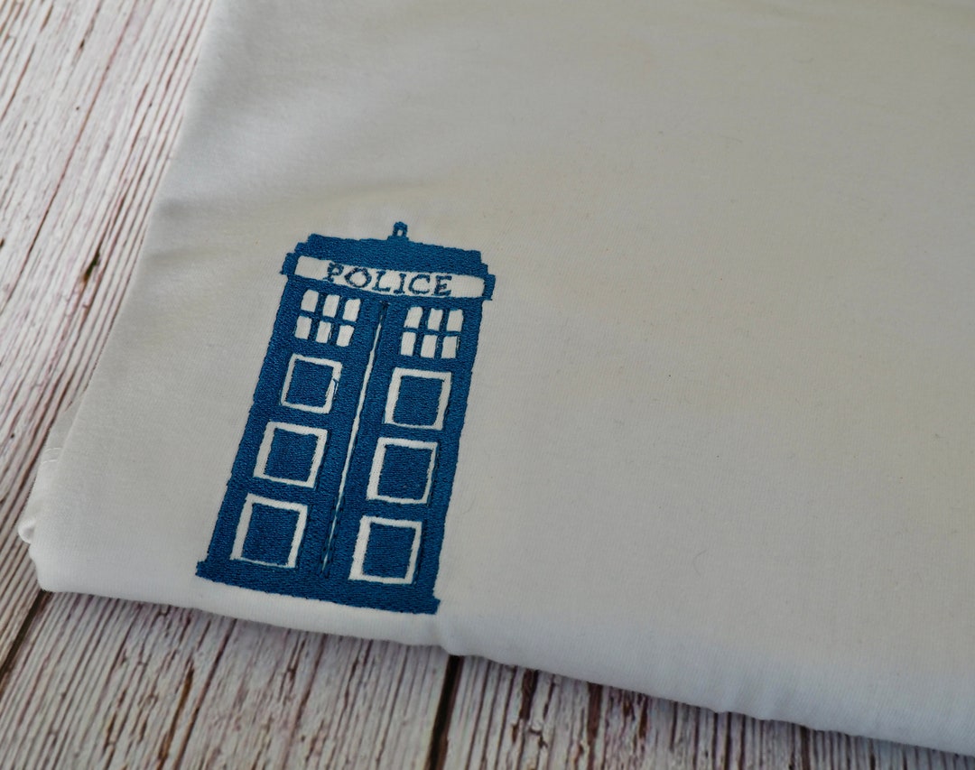 Tardis Embroidered T Shirt - Etsy