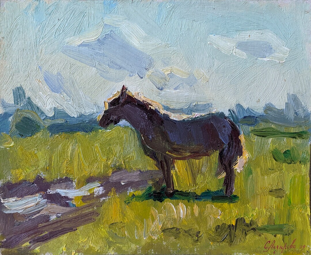 RURAL LANDSCAPE PAINTING, Original Oil Painting on Cardboard by ...