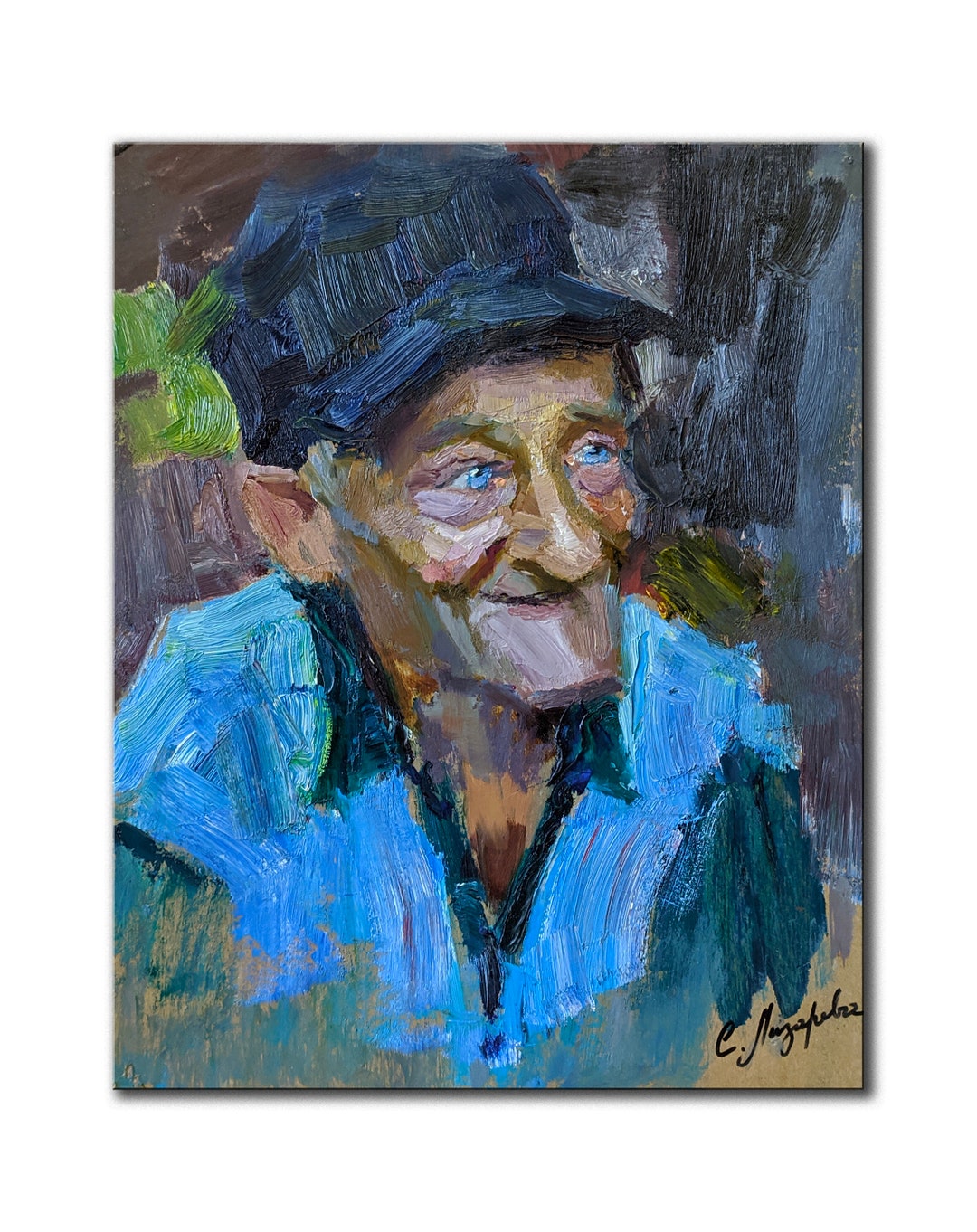 PORTRAIT PAINTING, Original Oil Painting on Cardboard by Ukrainian ...