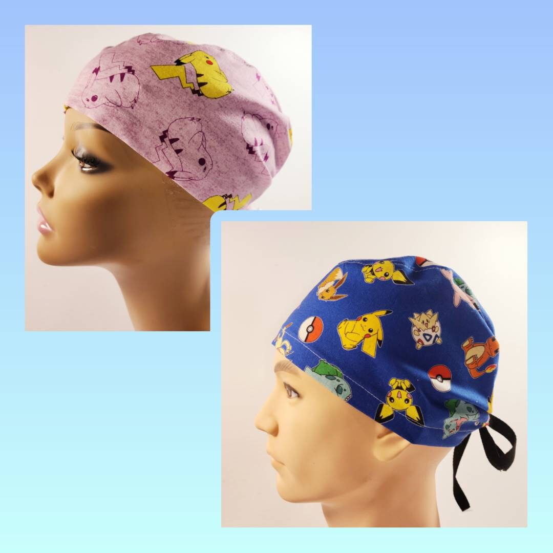 Pokemon Scrub Caps, Surgical Scrub Cap, Surgical Tie Back Cap for Men ...