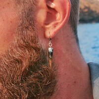Mens Hoop Wooden Beaded Earring- Tribal Ethnic Gemstone Earring for Men ...