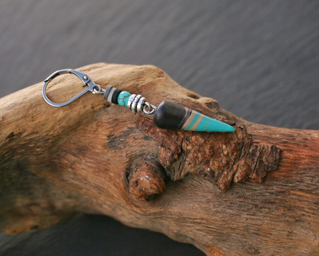 Mens Spike Dangle Earring: Polymer Clay, Silver Filled, Modern Style - Etsy