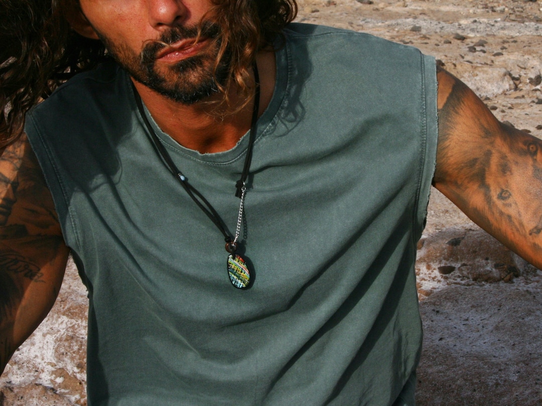 Surfer Pendant Necklace: Colorful Polymer Clay, Unisex Hippie Choker - Etsy