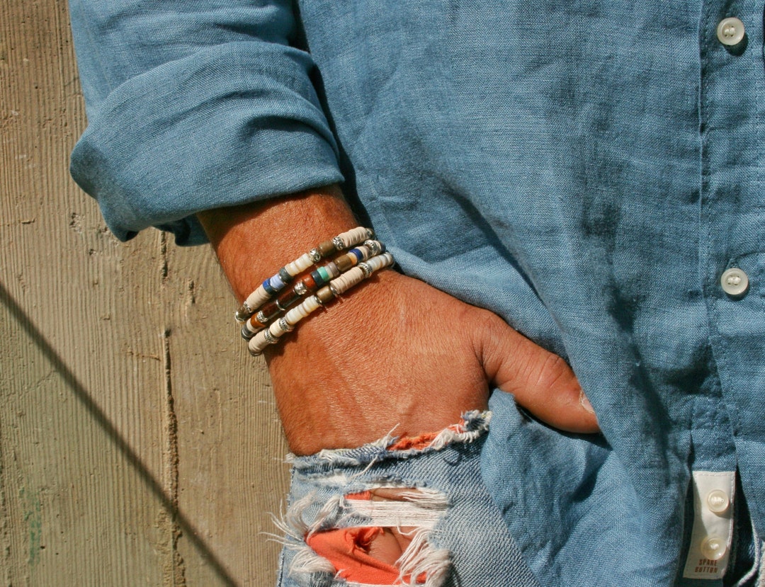 Stylish Elegant Bracelets Man Set / Heishi Bracelets Men / Coconut Wood ...