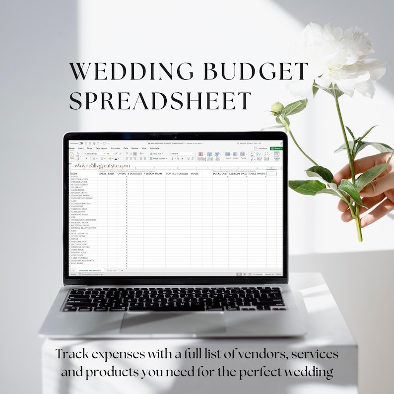 Excel Wedding Budget Spreadsheet With Automatic Calculations and Bonus ...
