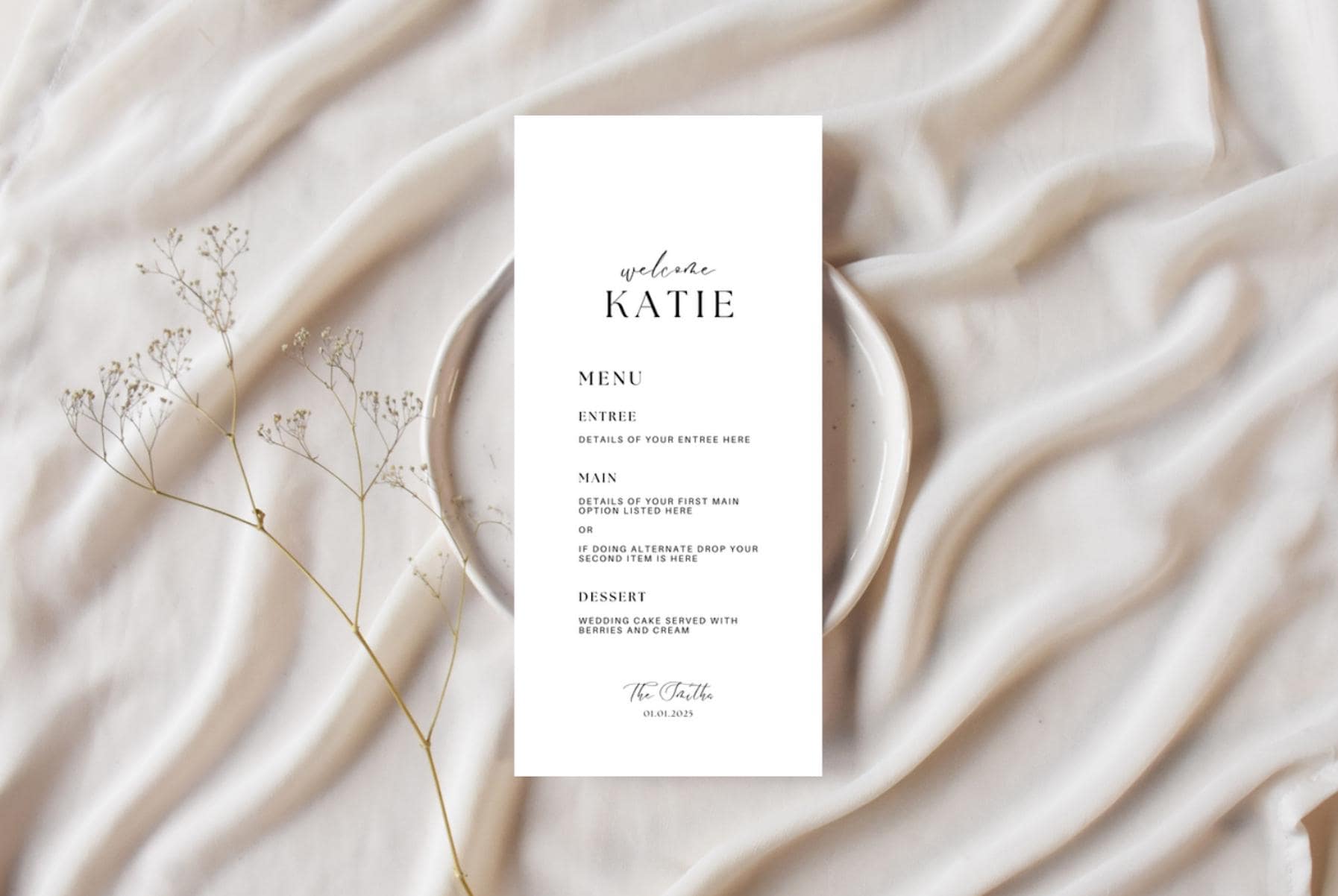 Personalised Wedding Menu Template for Canva | Customisable Menu and ...