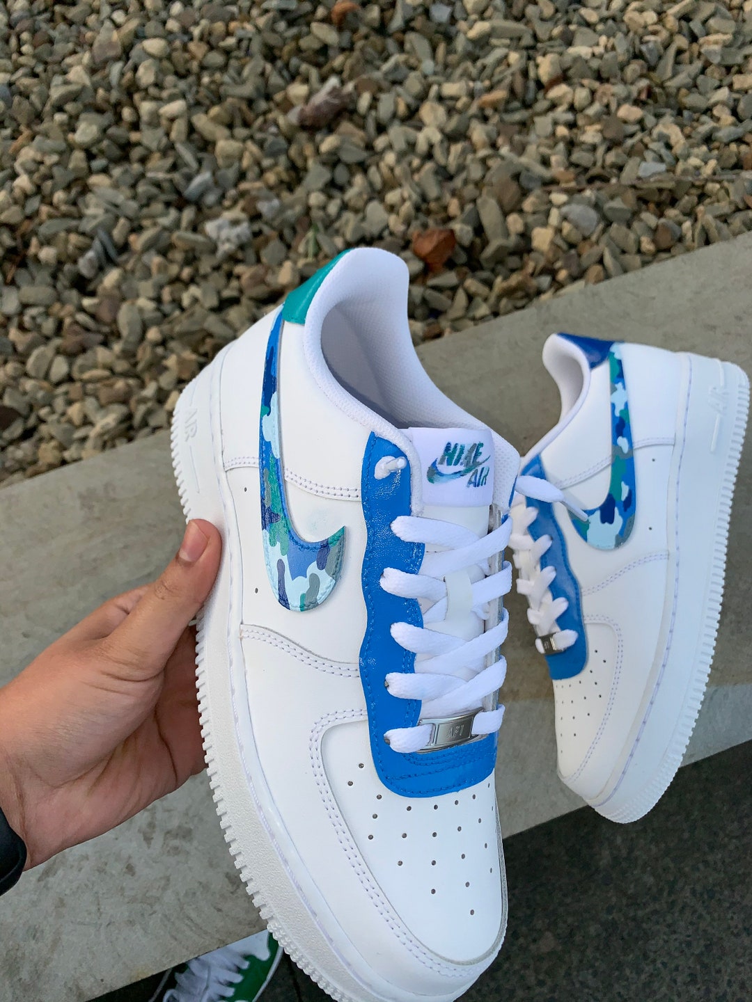 Custom Blue Camo Nike Af1's - Etsy