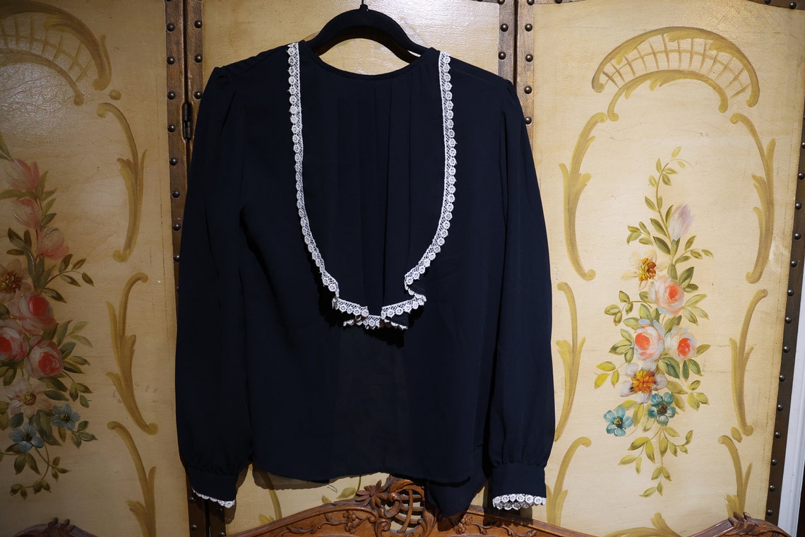 Vintage 1970s 1980s Black Ruffle Bohemian Victorian Inspired - Etsy