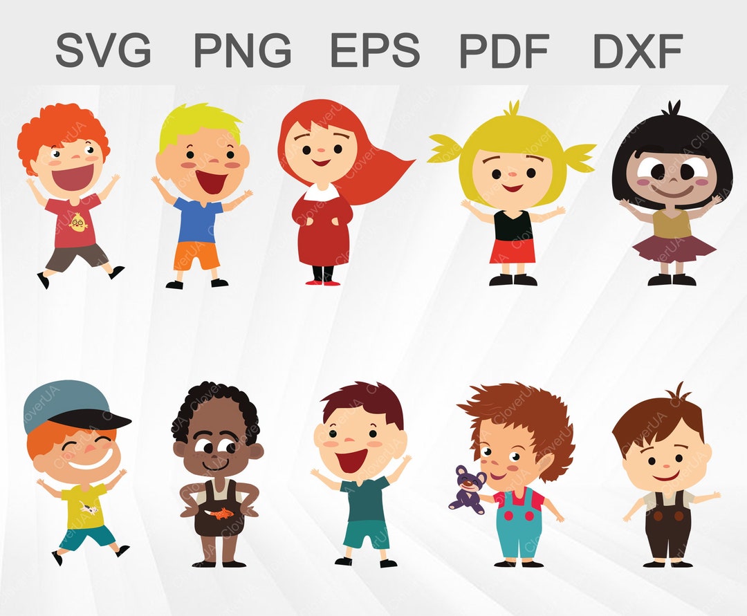 Cartoon Kids Clipart, Happy Smiling Faces (svg, Png, Eps, Dxf, Pdf) - Etsy