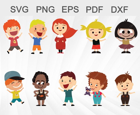 Cute little children svg happy kids laughing girl smiling | Etsy