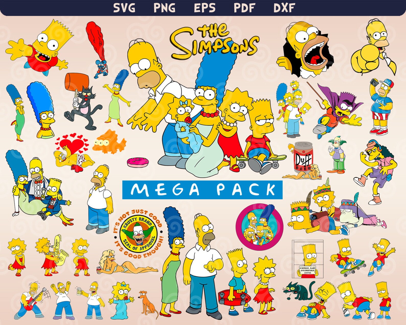 The Simpsons Svg Bart Lisa Homer Marge Maggie Abraham - Etsy