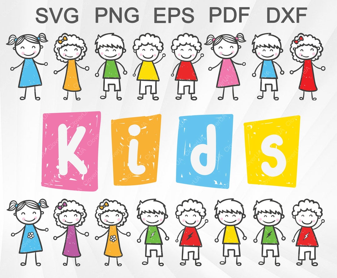 Stick Figure Kids SVG Clipart, Boy Girl Drawing (digital Download) - Etsy