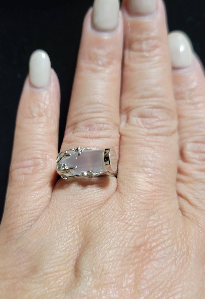 Elise Adoree Pinkish Quartz & Diamond, Platinum Plated Silver Ring ...