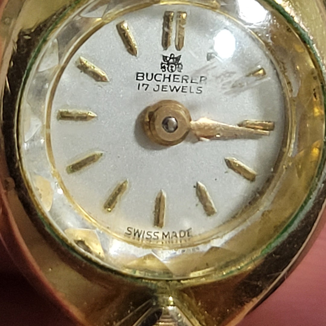 Rare Vintage 1950's Bucherer 17 Jewels Swiss Ladies Cuff Wrist Watch 20 ...