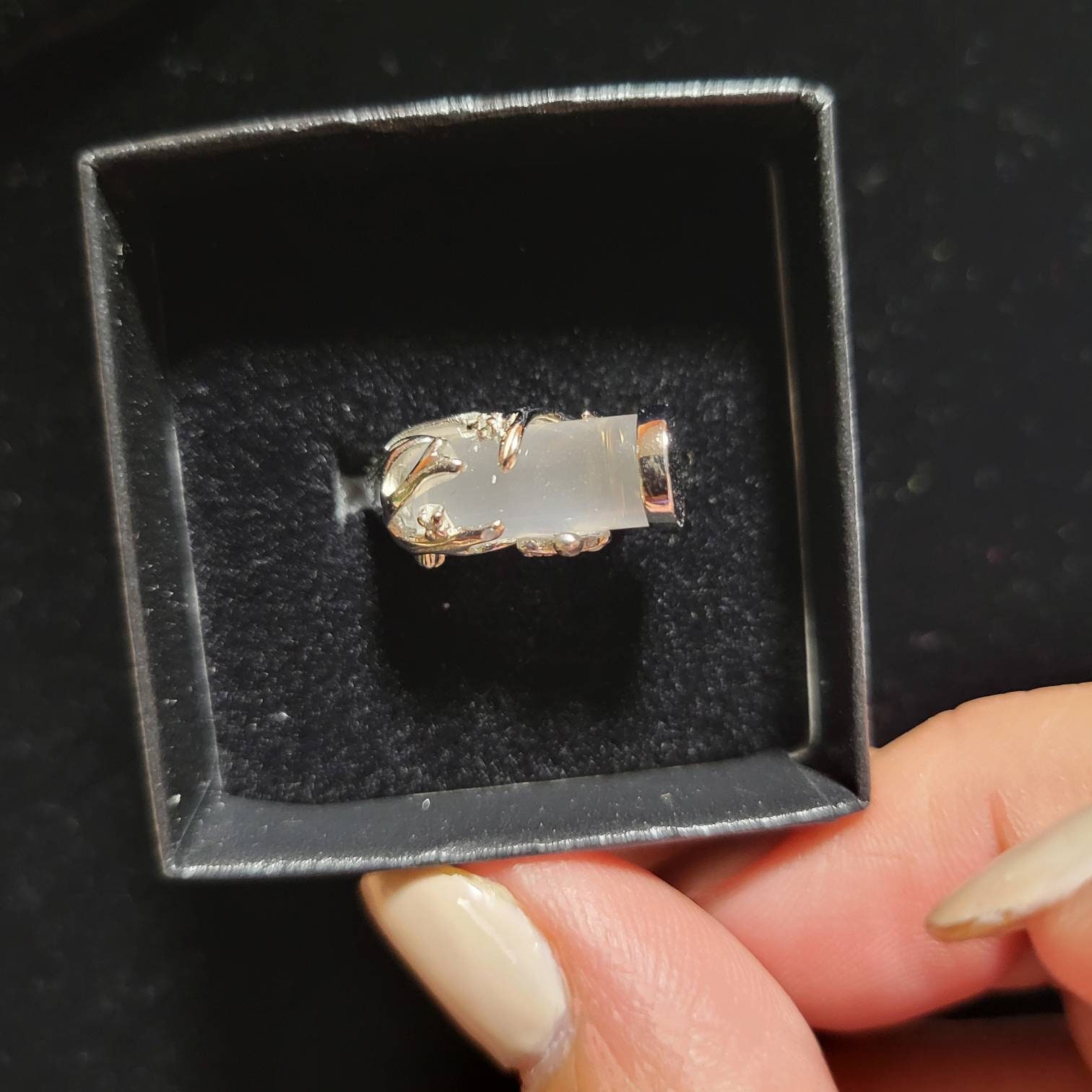 Elise Adoree Pinkish Quartz & Diamond, Platinum Plated Silver Ring ...