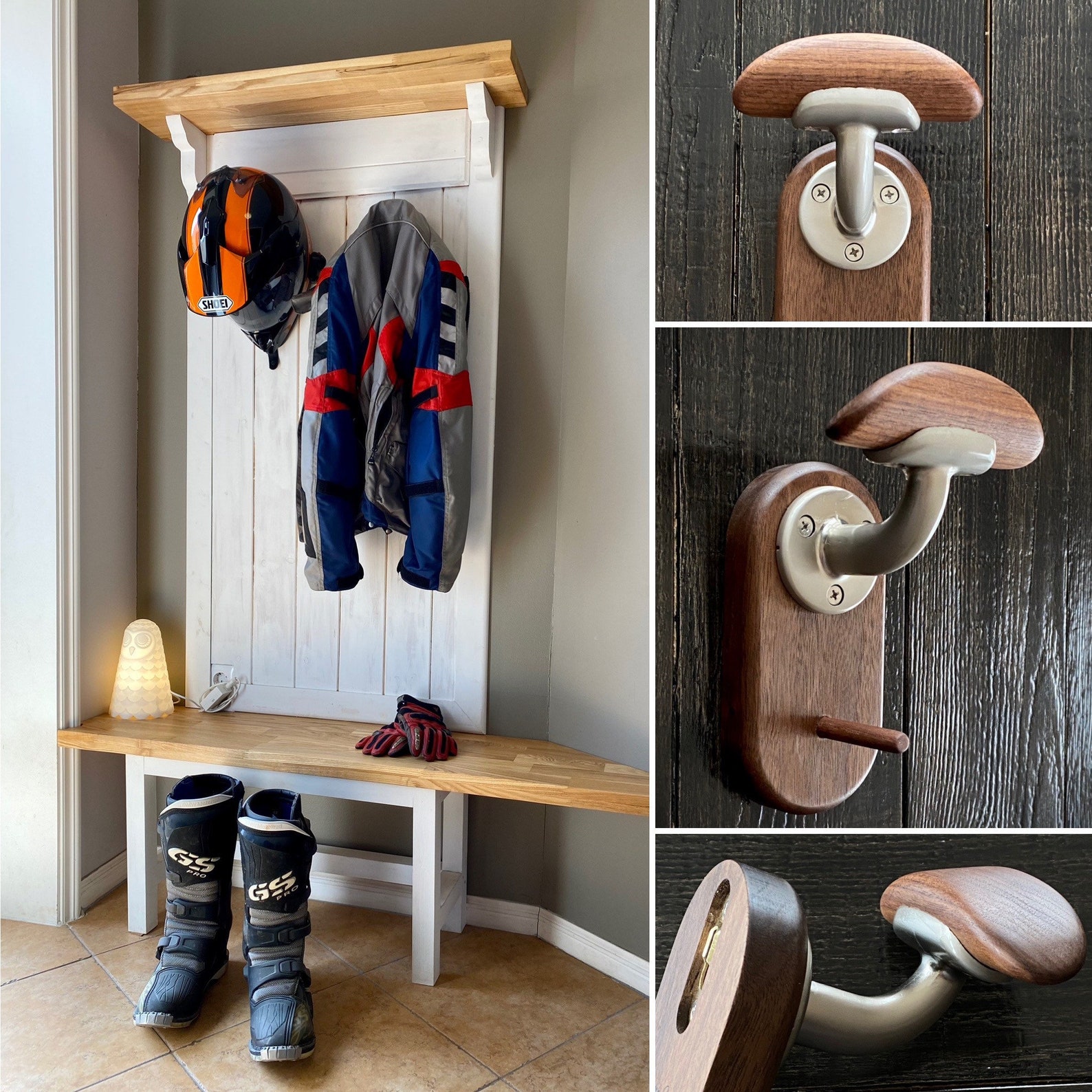 Motorcycle Helmet Rack, Wall Mount, Compact Style, Helmet Hanger ...