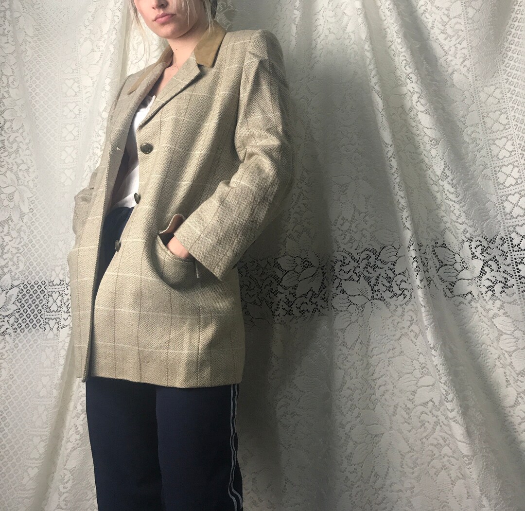 Amazing Viyella Checkered Beige Bronze Embossed Button Blazer - Etsy