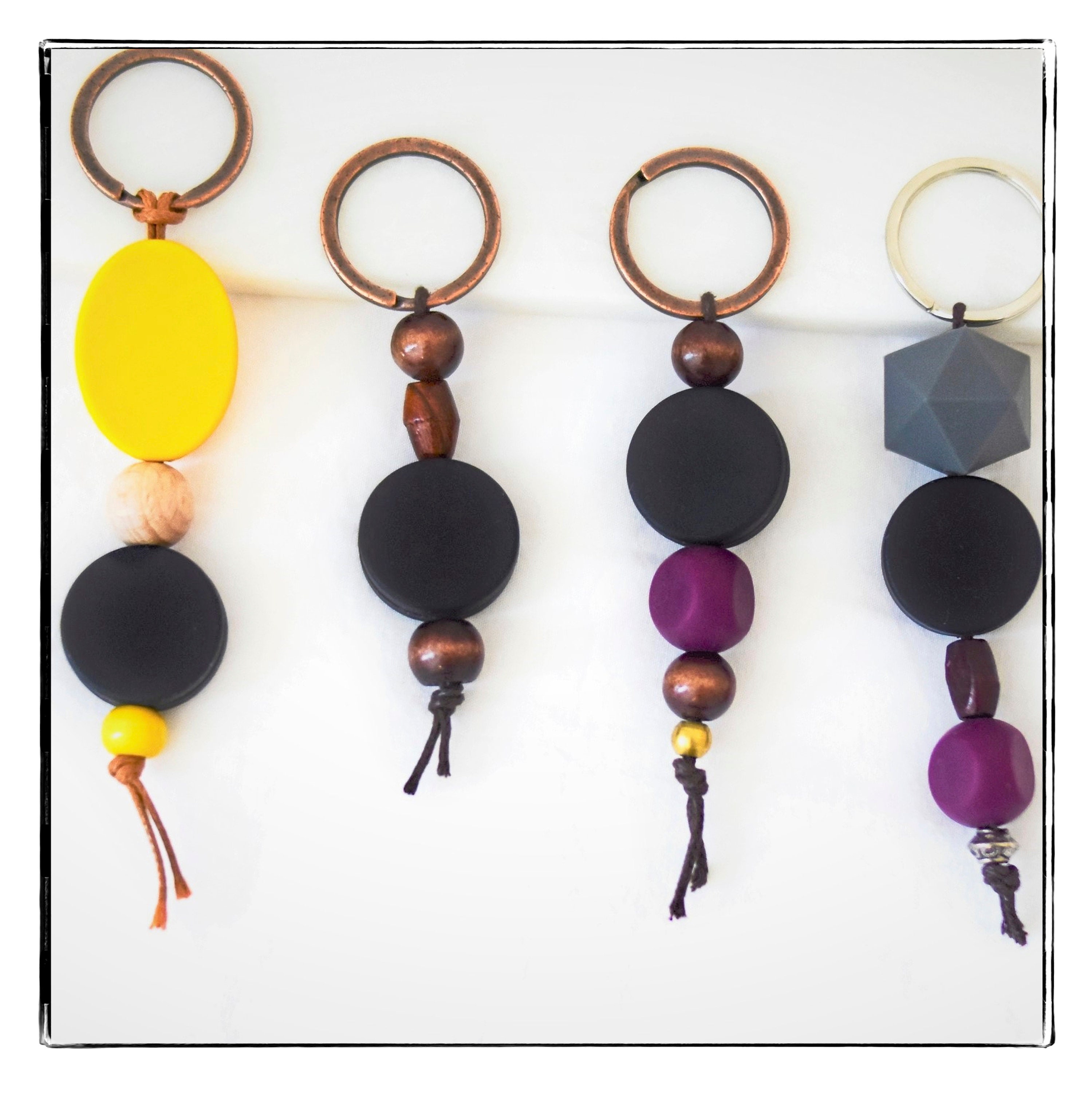 Dark & Bold Silicone and Wood Bead Key Rings | Etsy