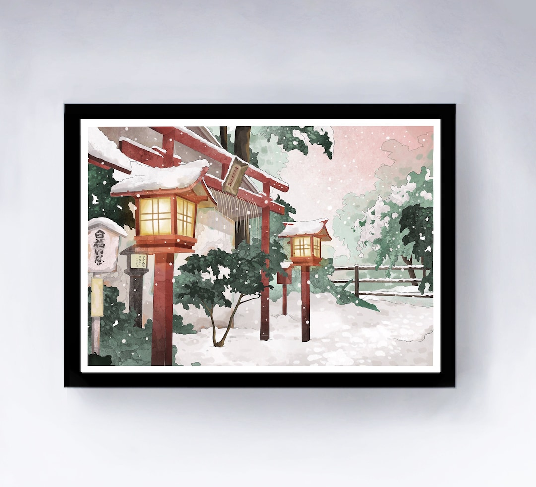 Ukiyoe Art Print, Japanese Snow Illustration, Japanese Winter Art Print ...