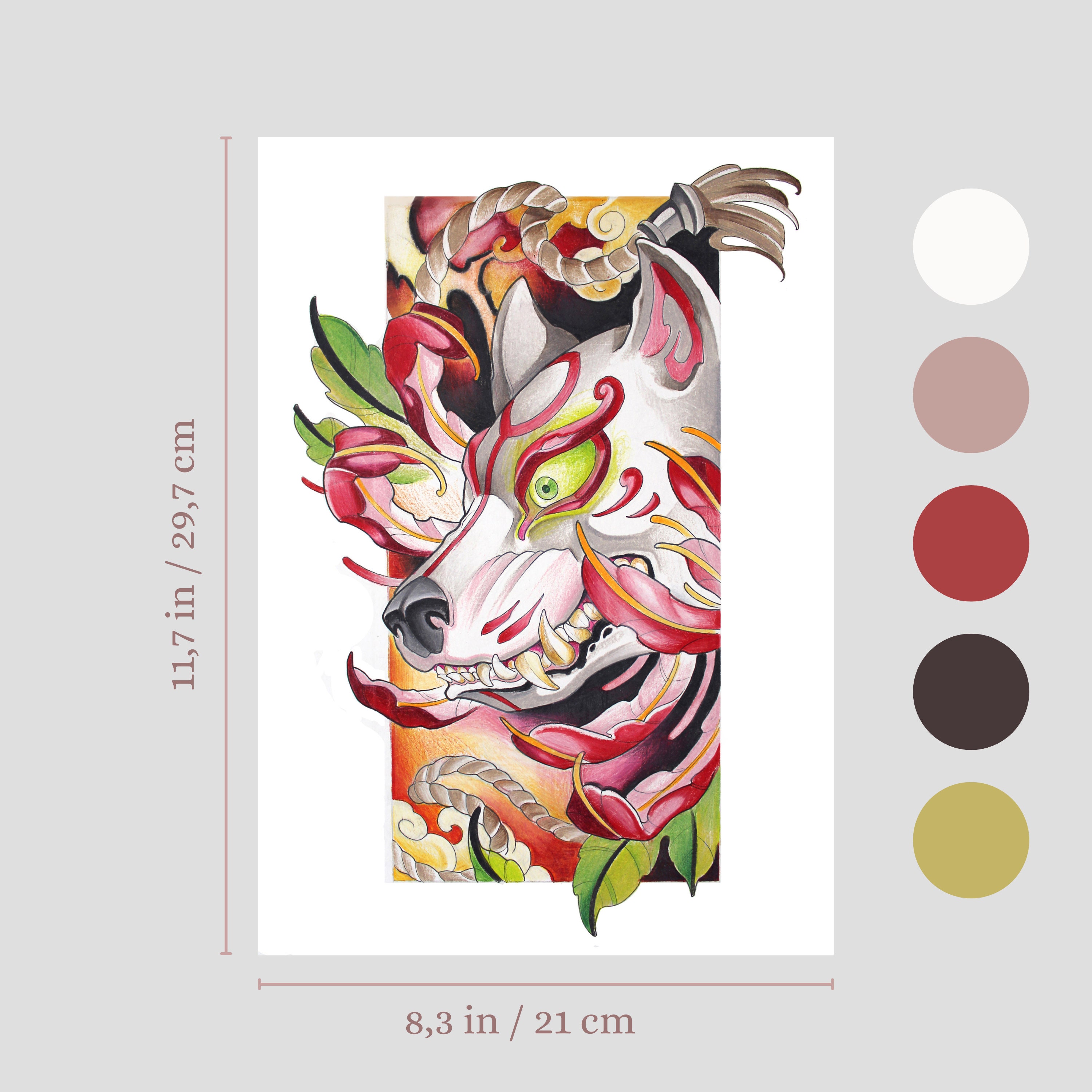 Japanese Wolf Tattoo