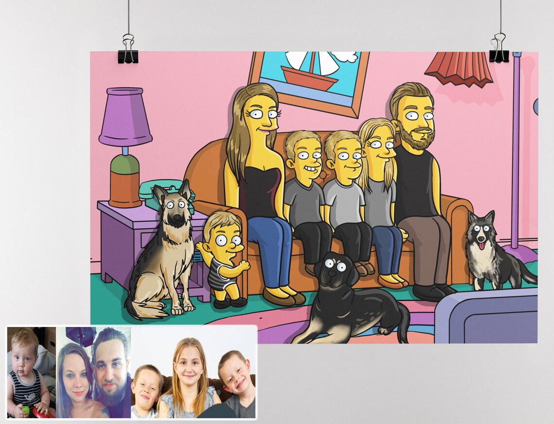 Simpsons Portrait Poster Custom Simpsons Family Portrait | Etsy