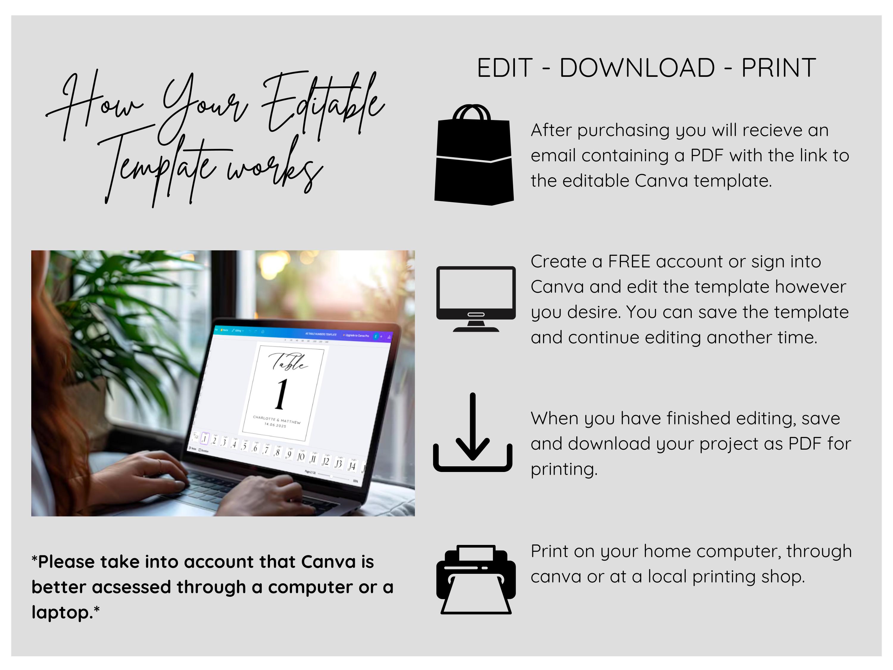 Table Place Name Cards , Digital Template With Table Place Names ...