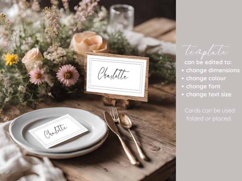 Table Place Name Cards , Digital Template With Table Place Names ...