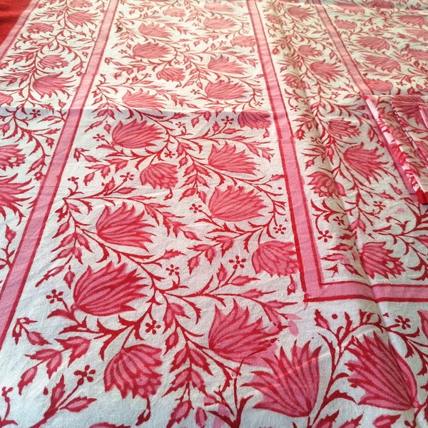 Pink Block Print Tablecloth - Etsy