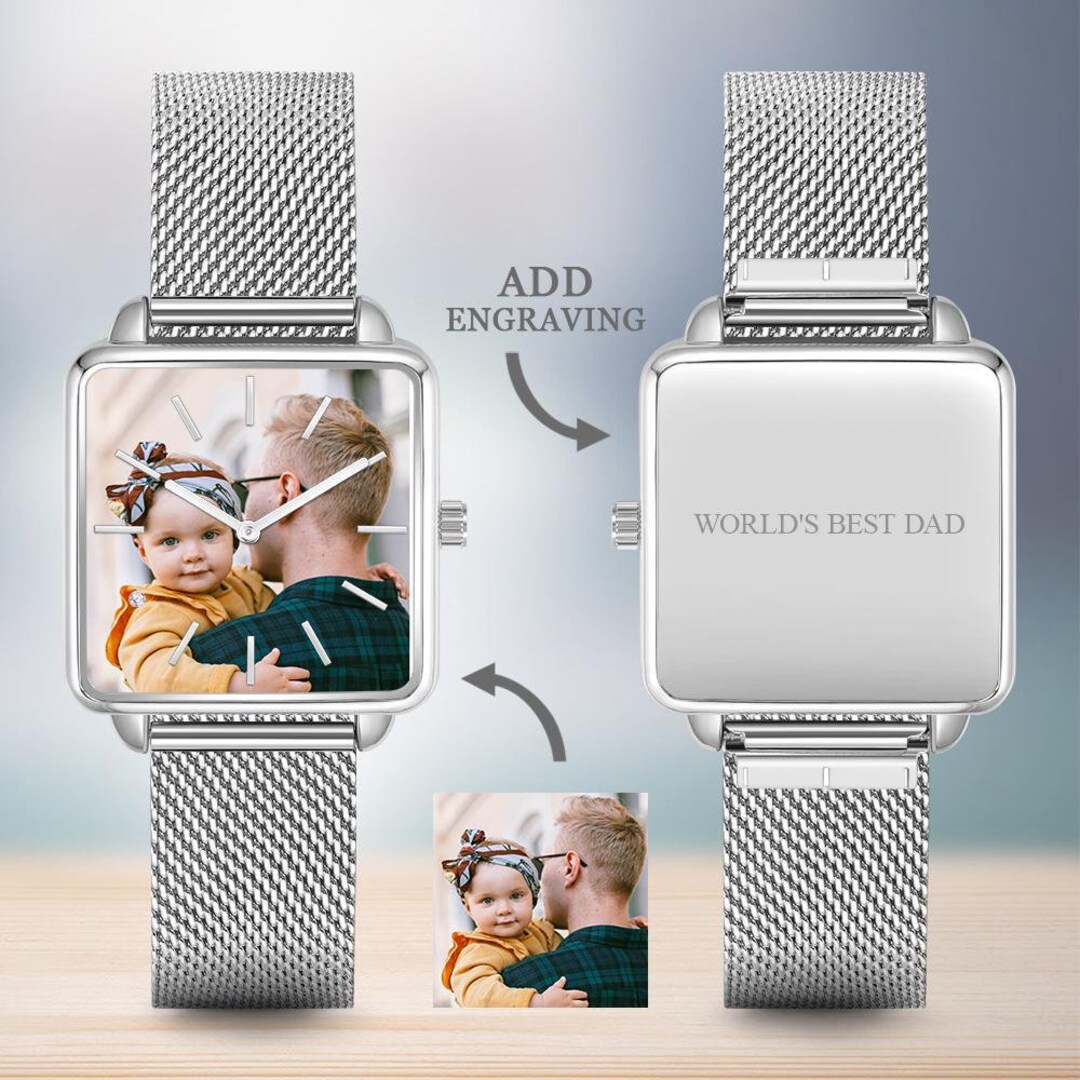 Personalized Square Watches Custom Photo Watch for Men 32.532.5MM - Etsy