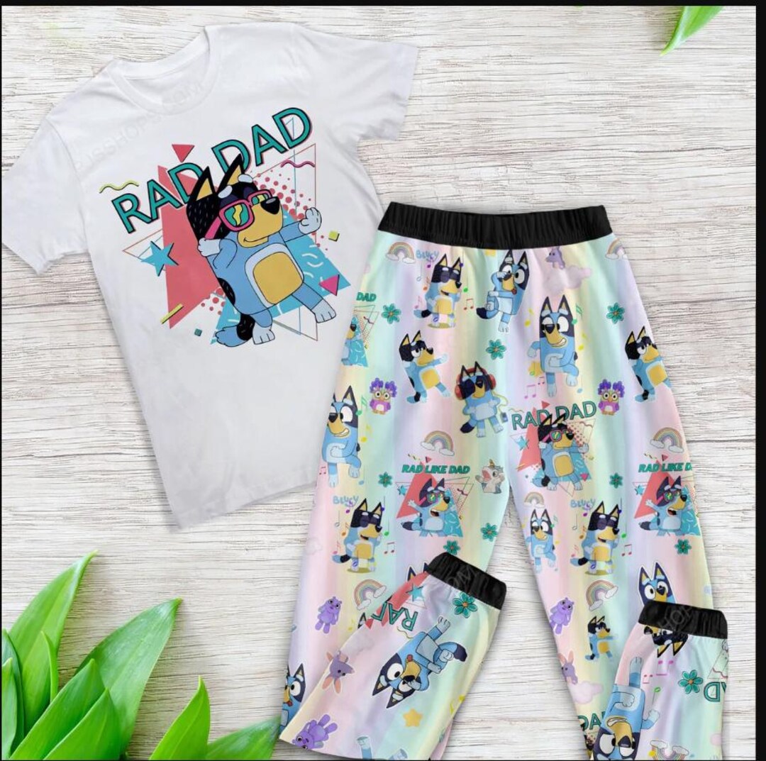 Rad Dad Bluey Pajamas Set, Bluey Dad Dance Pajama Set, Perfect Father's ...