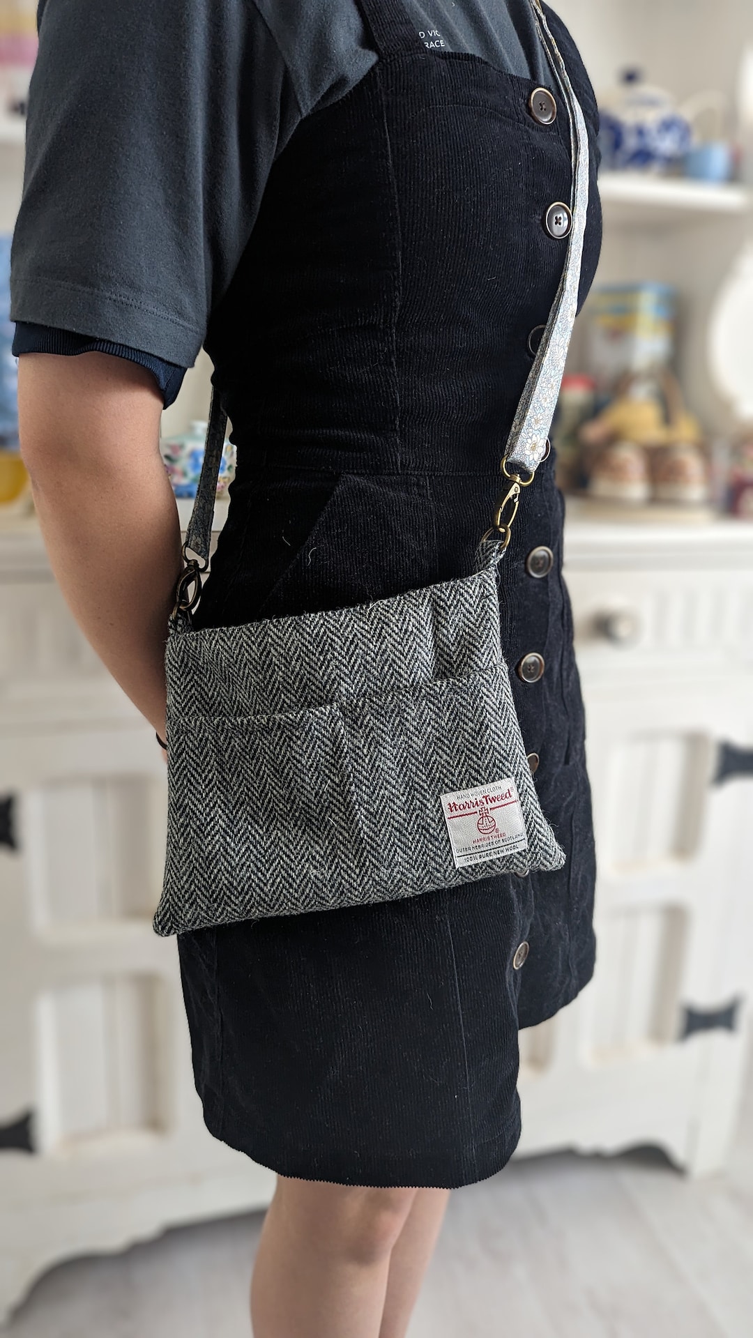 Cross Body Bag Harris Tweed Dog Walk Bag Mobile Phone Bag Unisex ...