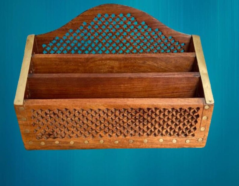 Beautiful Vintage Hard Wooden Letter Rack With Brass - Etsy