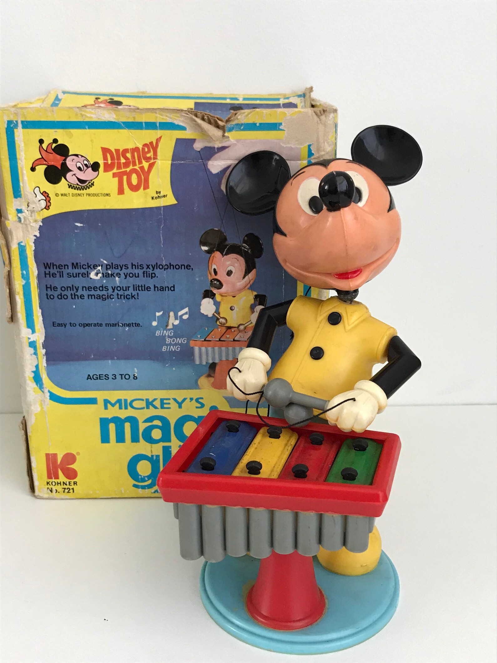 Vintage jaren 1950/60 Mickey Mouse String Hand Puppet Xylofoon - Etsy ...