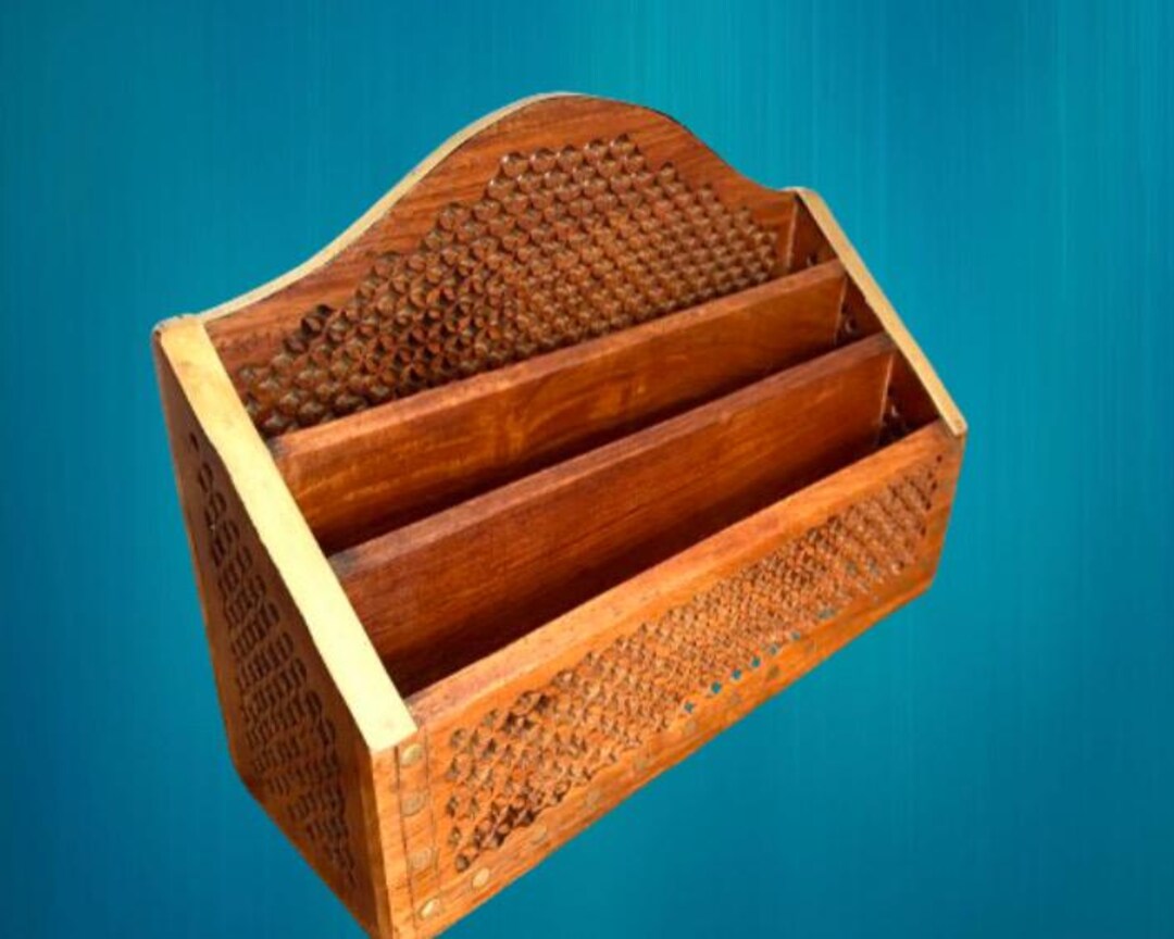 Beautiful Vintage Hard Wooden Letter Rack With Brass - Etsy