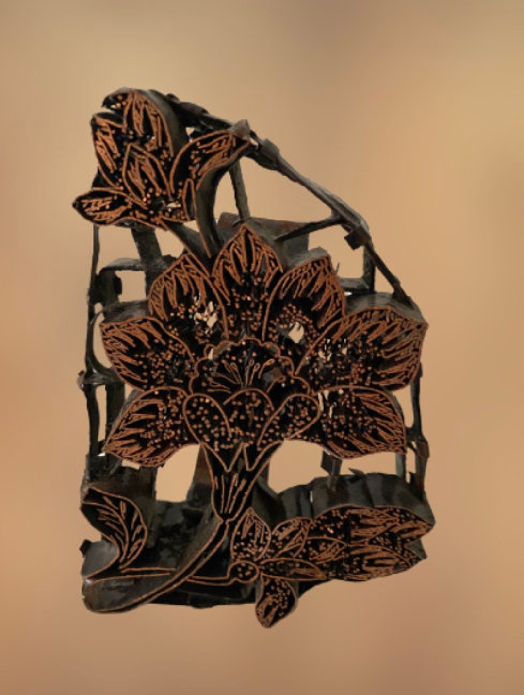 Antique Traditional Copper Batik Stamp Floral Design - Etsy