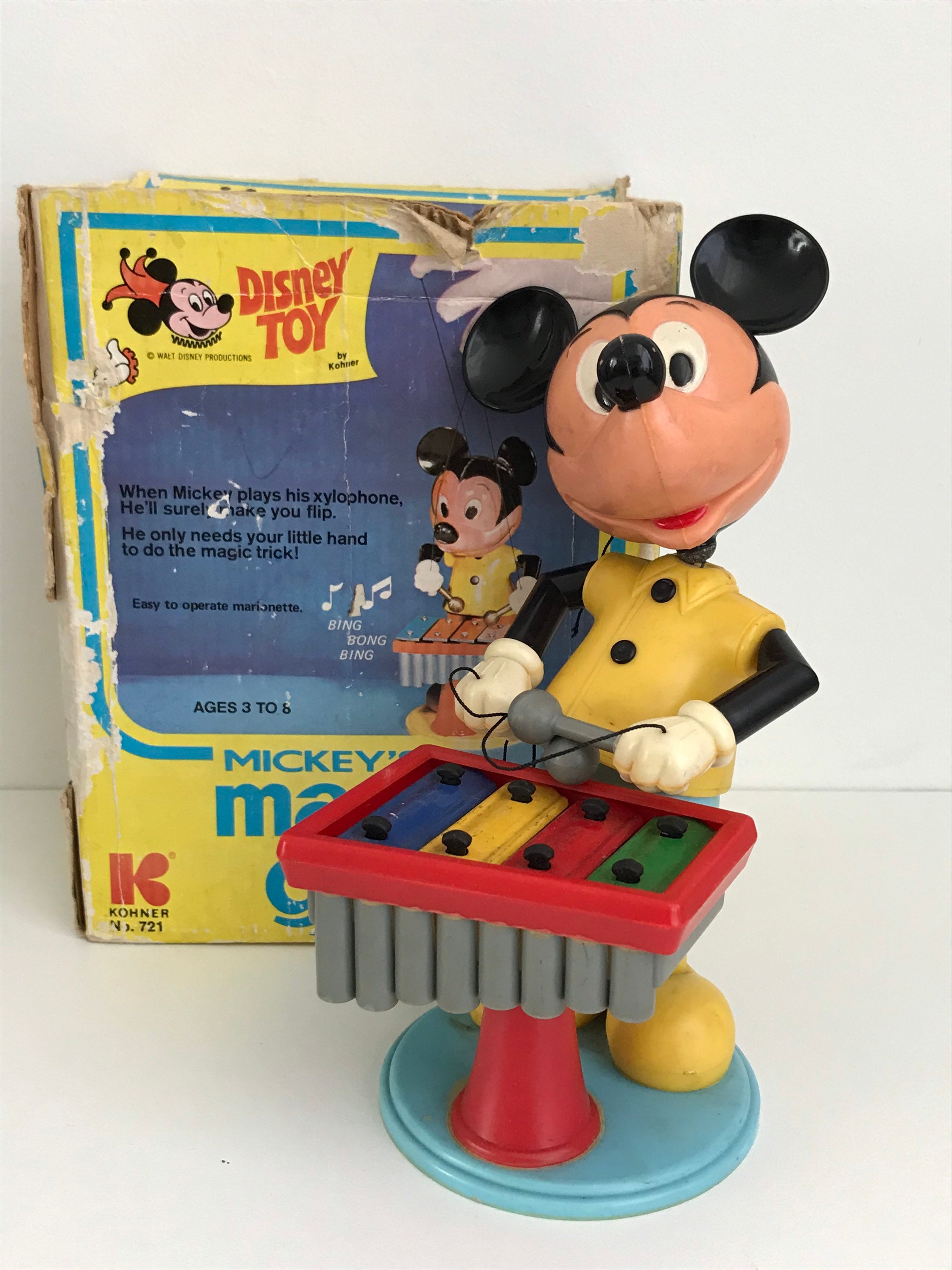 Vintage jaren 1950/60 Mickey Mouse String Hand Puppet Xylofoon | Etsy