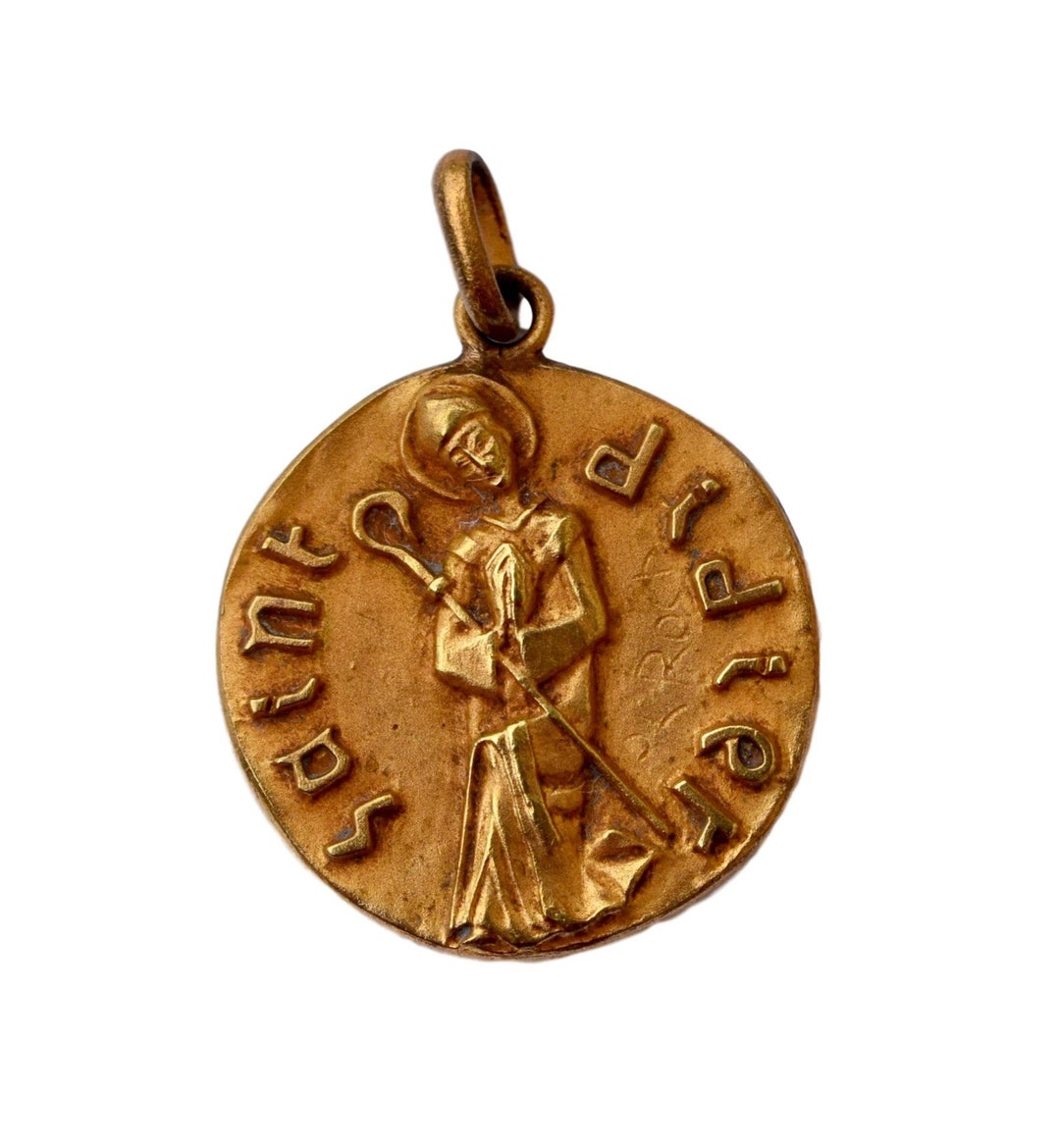 Saint Didier Desiderius Medal - French Religious Vintage Gold Medal ...